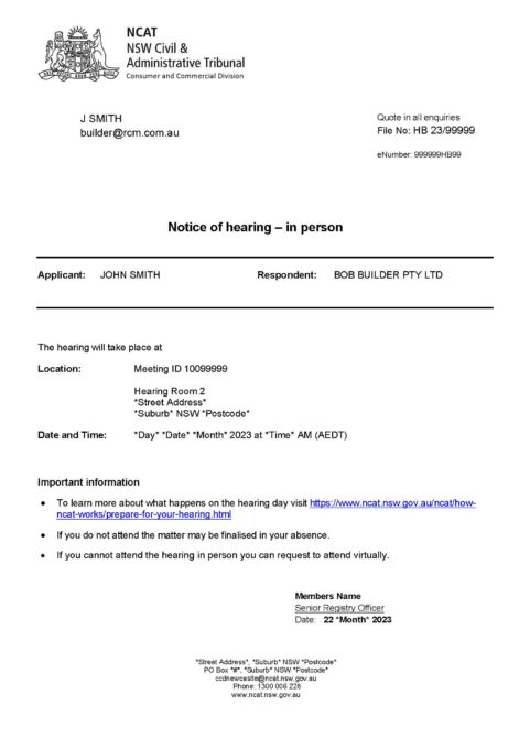 A Home Builder’s Guide to Resolving Disputes in NCAT : Roberts Crosbie ...