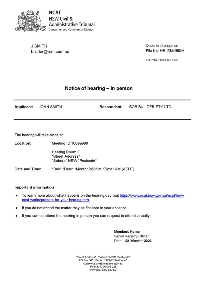 A Home Builder’s Guide to Resolving Disputes in NCAT : Roberts Crosbie ...