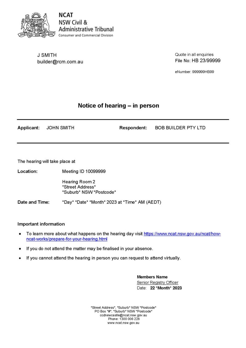 A Home Builder’s Guide to Resolving Disputes in NCAT : Roberts Crosbie ...